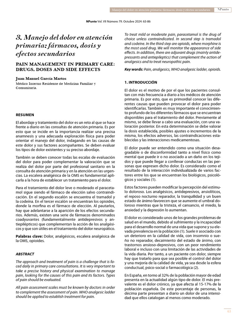 Manejo del Dolor en Atención Primaria | PDF | Dolor | Sistema nervioso