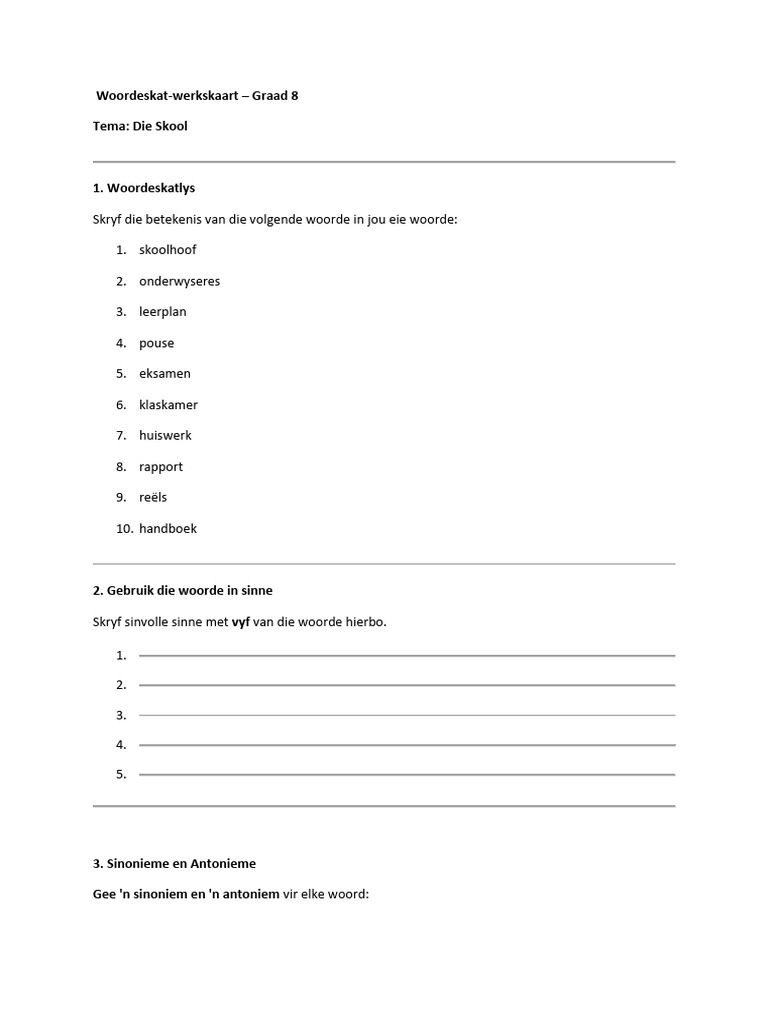 Grade 8 Vocab Worksheet | PDF