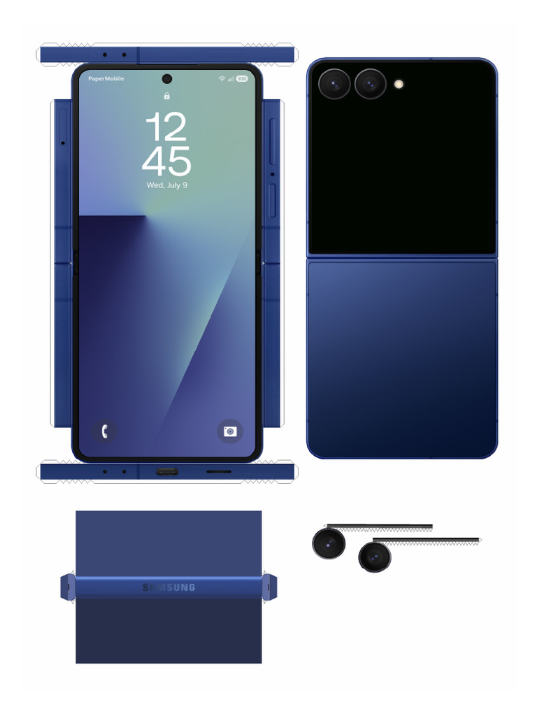 Samsung Galaxy Z Flip 7 (Blue) Papercraft | PDF