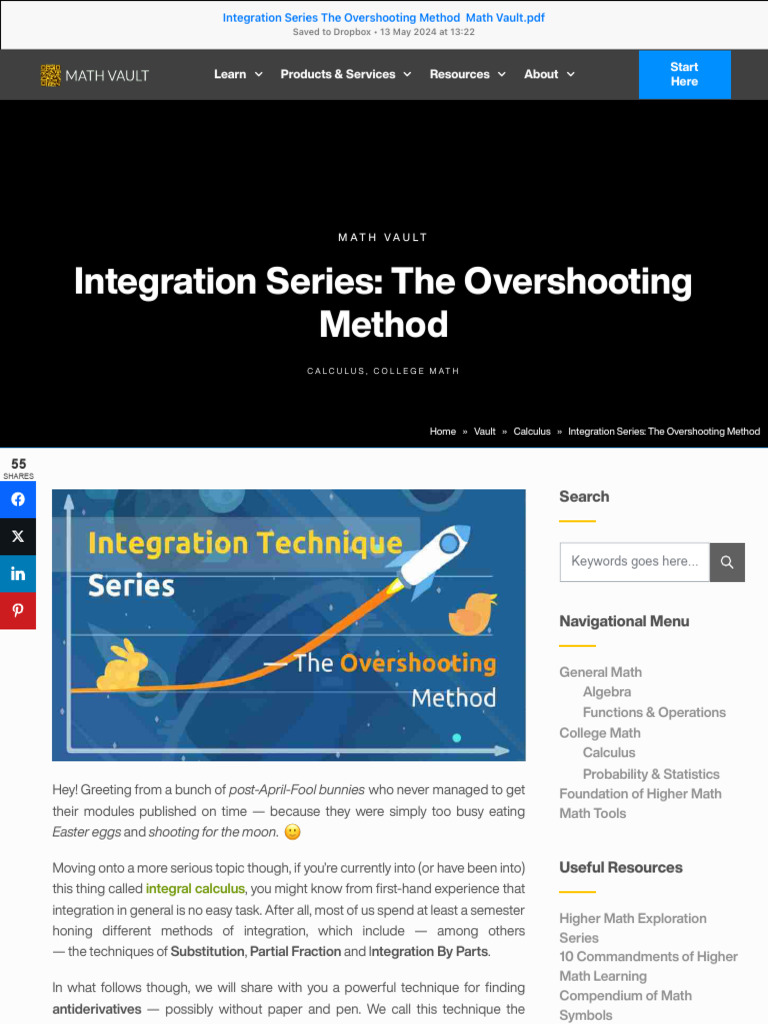 Overshooting Method in Integration | PDF | Trigonometric Functions ...