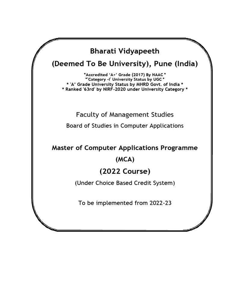 Mca-I & Ii (CBCS 20) | PDF | Bachelor's Degree | Knowledge