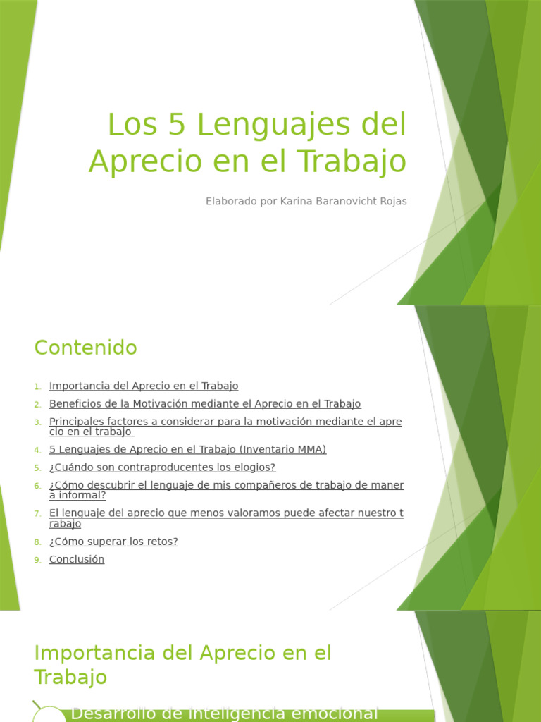 5 Lenguajes del Aprecio Laboral | PDF | Motivación | Motivacional