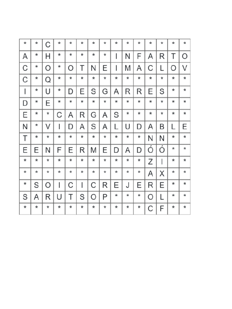 Sopa de Letras: Salud y Seguridad | PDF