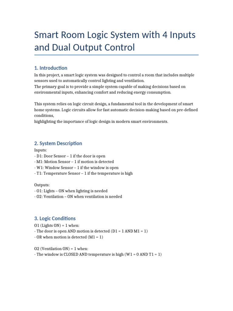 Smart Room Logic Control System | PDF | Logic Gate | Ventilation ...