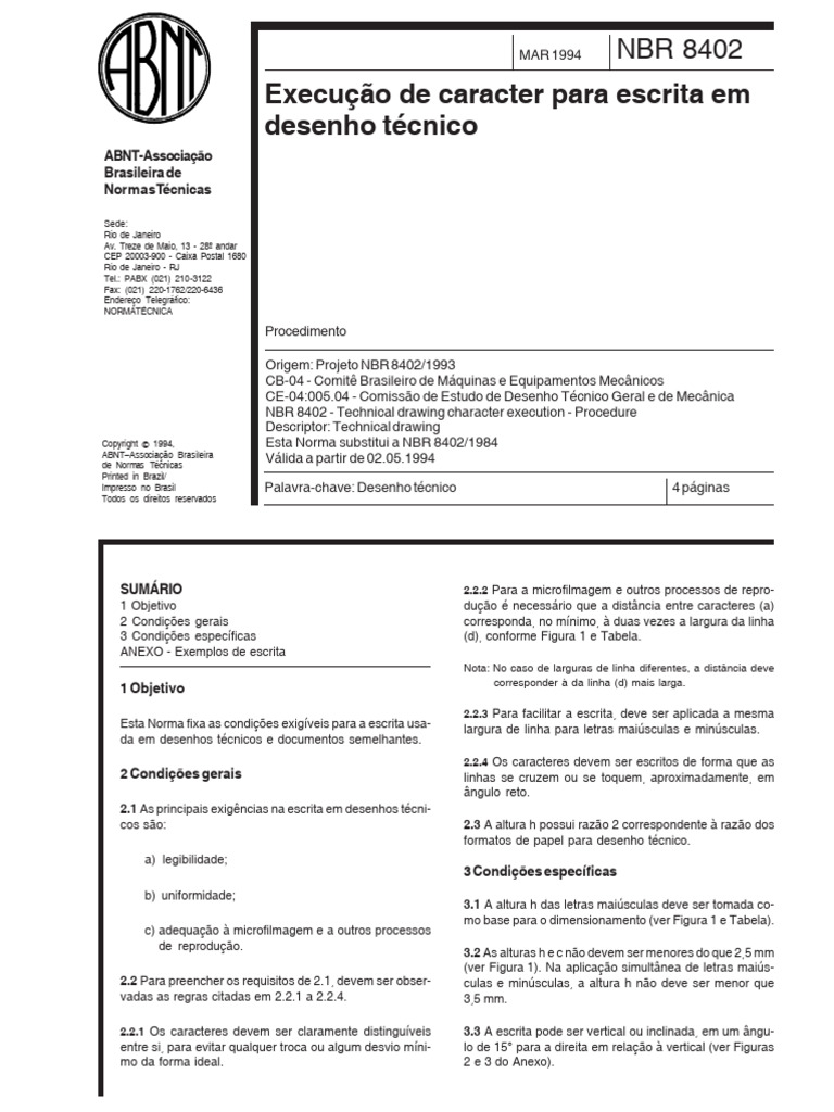 NBR 8402 - Escrita Desenho Técnico | PDF