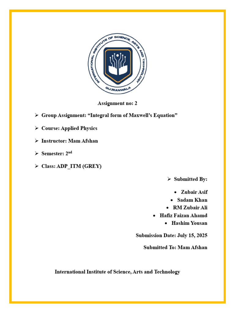 Assignment#2 Applied Physics (ZA) | PDF | Electromagnetic Induction ...