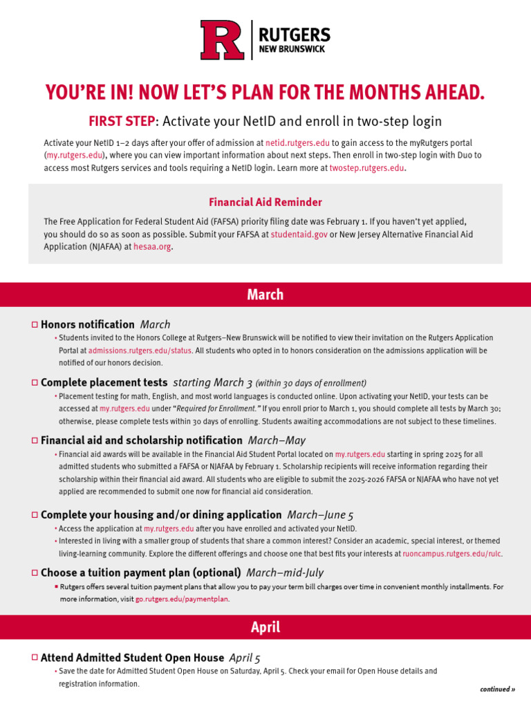 Rutgers Fall 2025 Enrollment Guide | PDF | Student Financial Aid In The ...