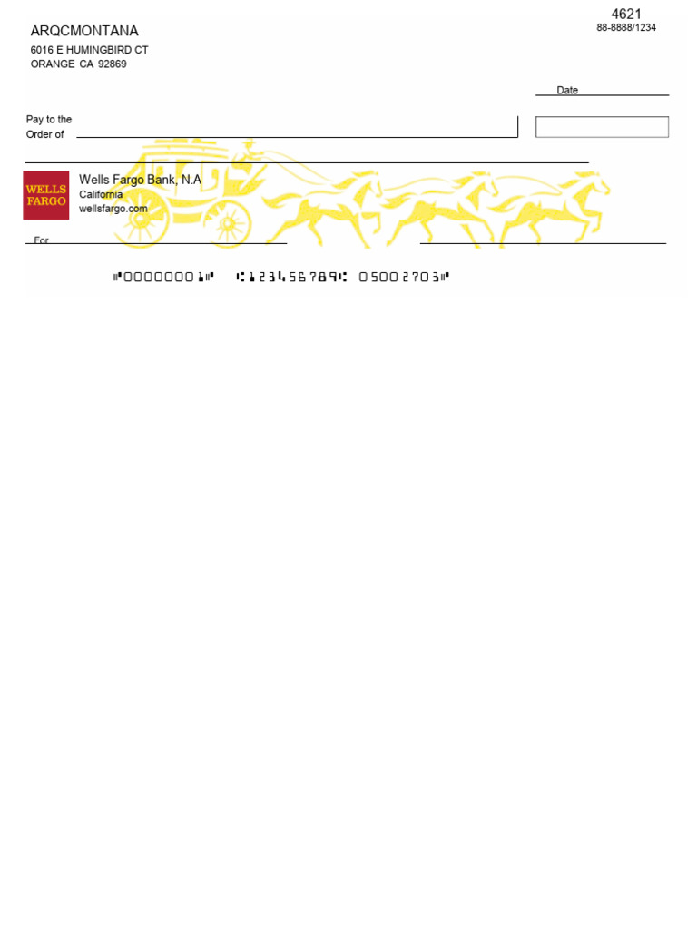 Wells Fargo Check Template | PDF