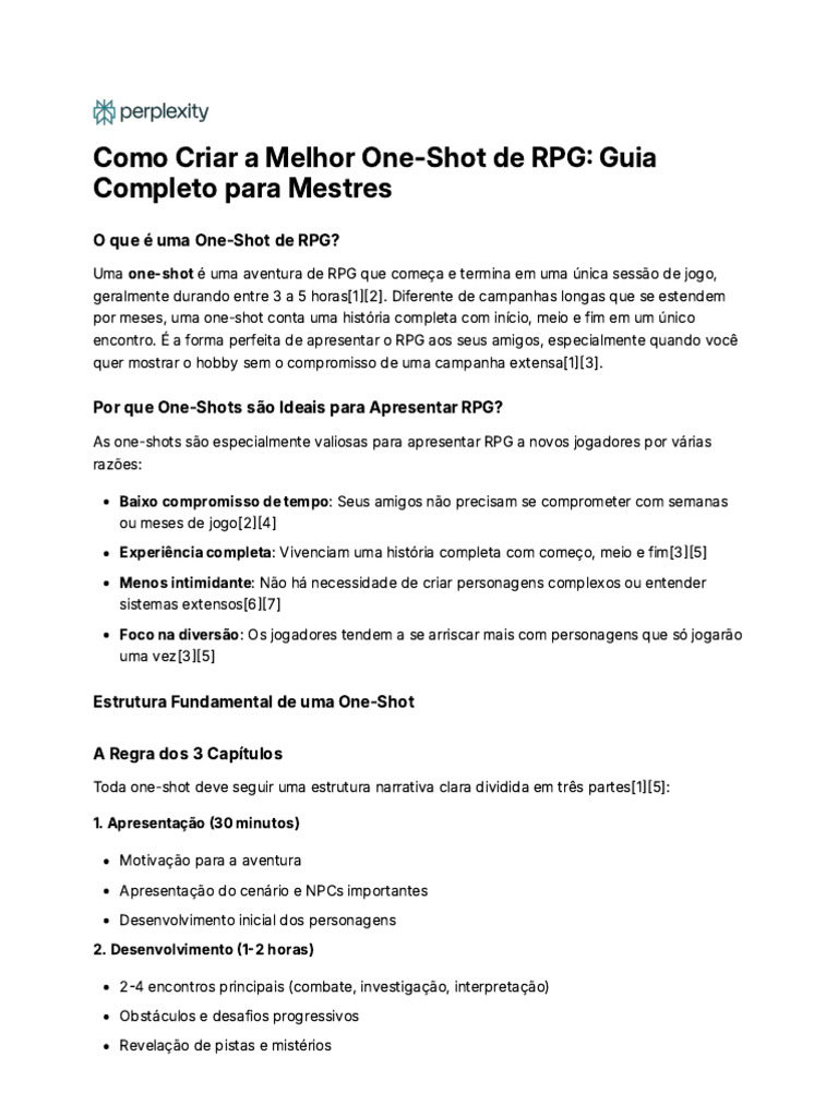Como Criar A Melhor One-Shot de RPG - Guia Completo | PDF | Jogos de RPG | Robô