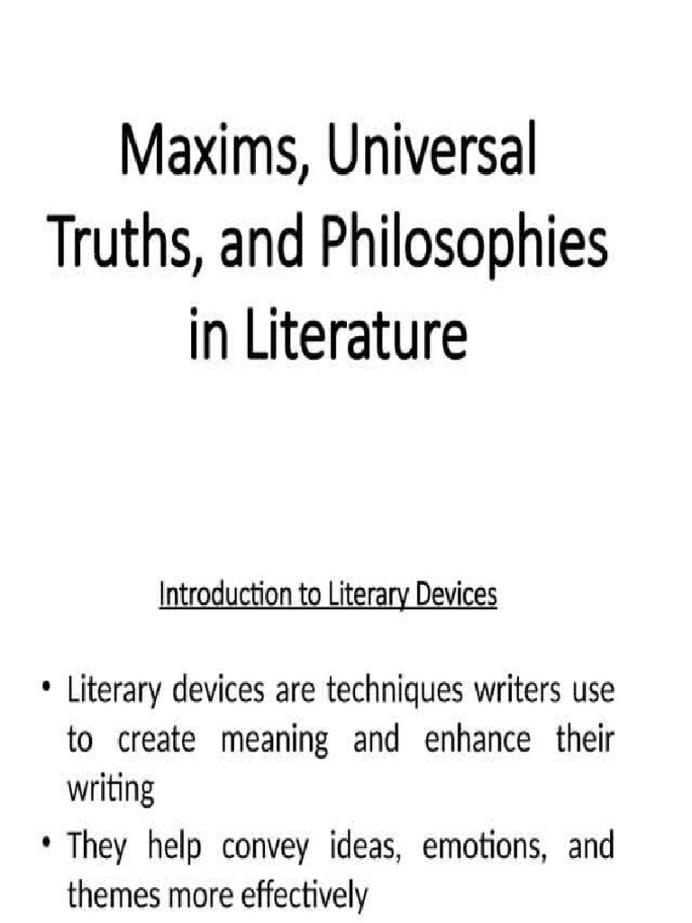 Maxims, Universal Truths and Philosophies | PDF