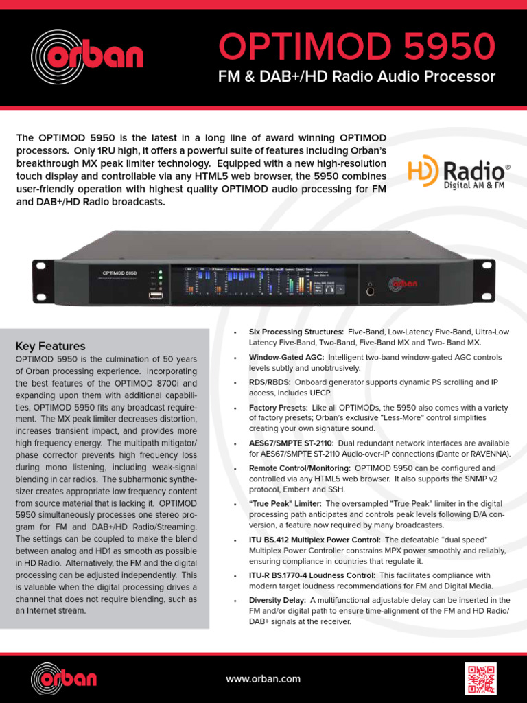 OPTIMOD 5950 Audio Processor Overview | PDF | Codec | Digital Audio