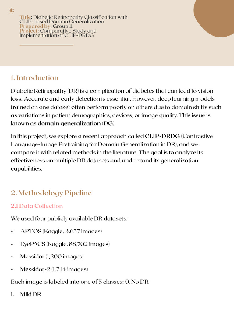 Title Diabetic Retinopathy Classification With CLIP-based Domain Generalization | PDF ...