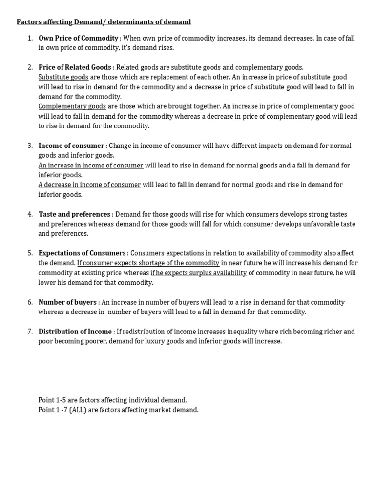 Factors Affecting Demand | PDF