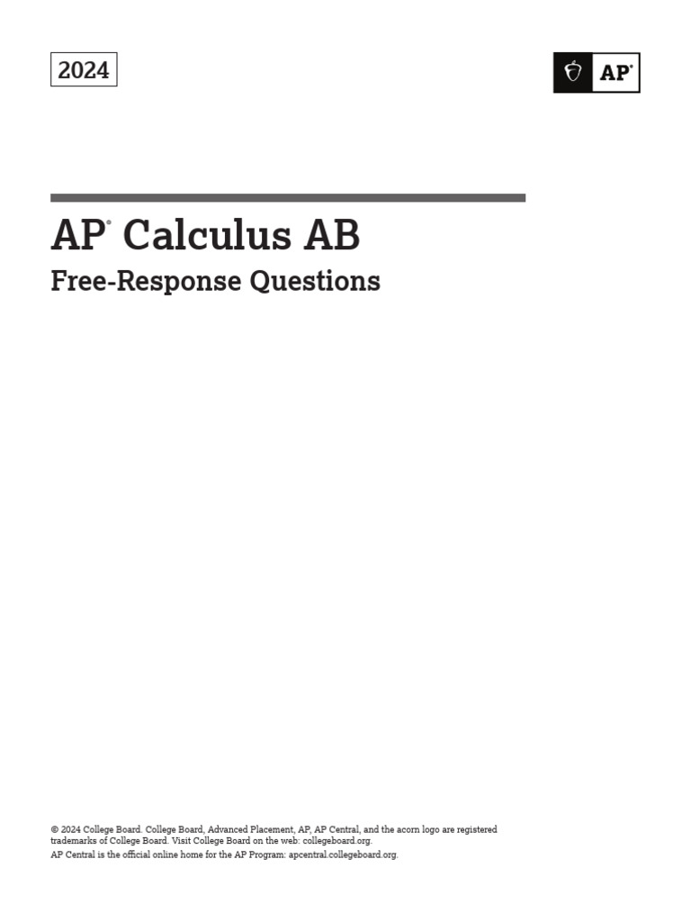 AP Calculus AB 2024 Free-Response Questions | PDF | Calculus | Derivative