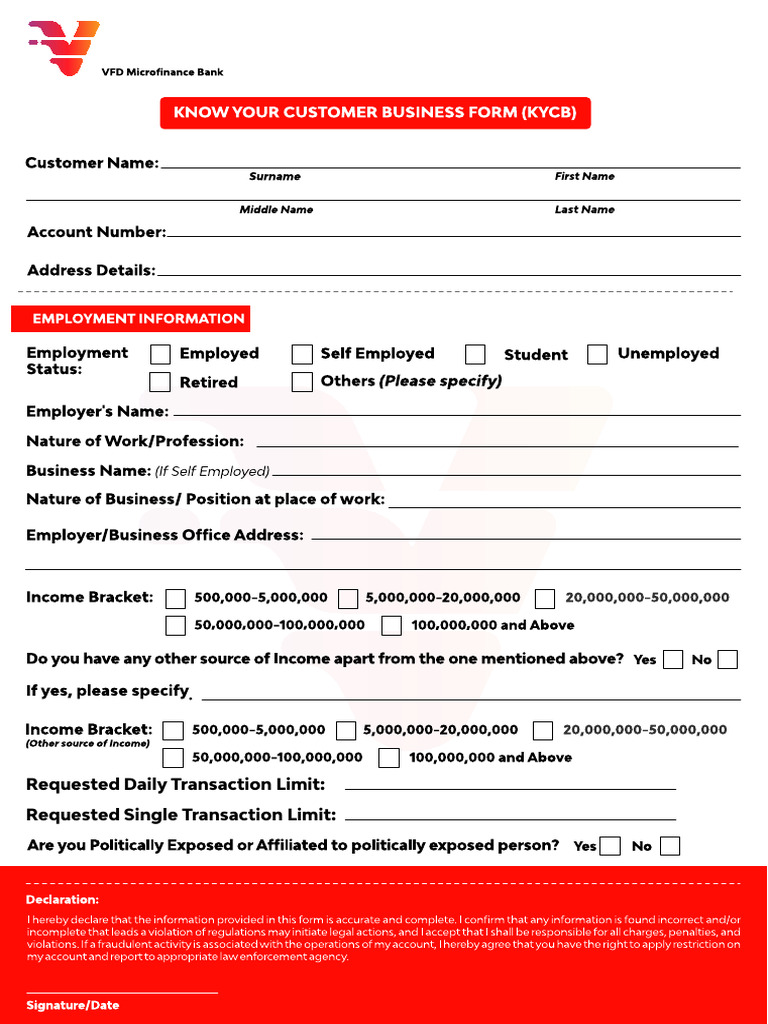 Vfd Kyc Form Updated | PDF