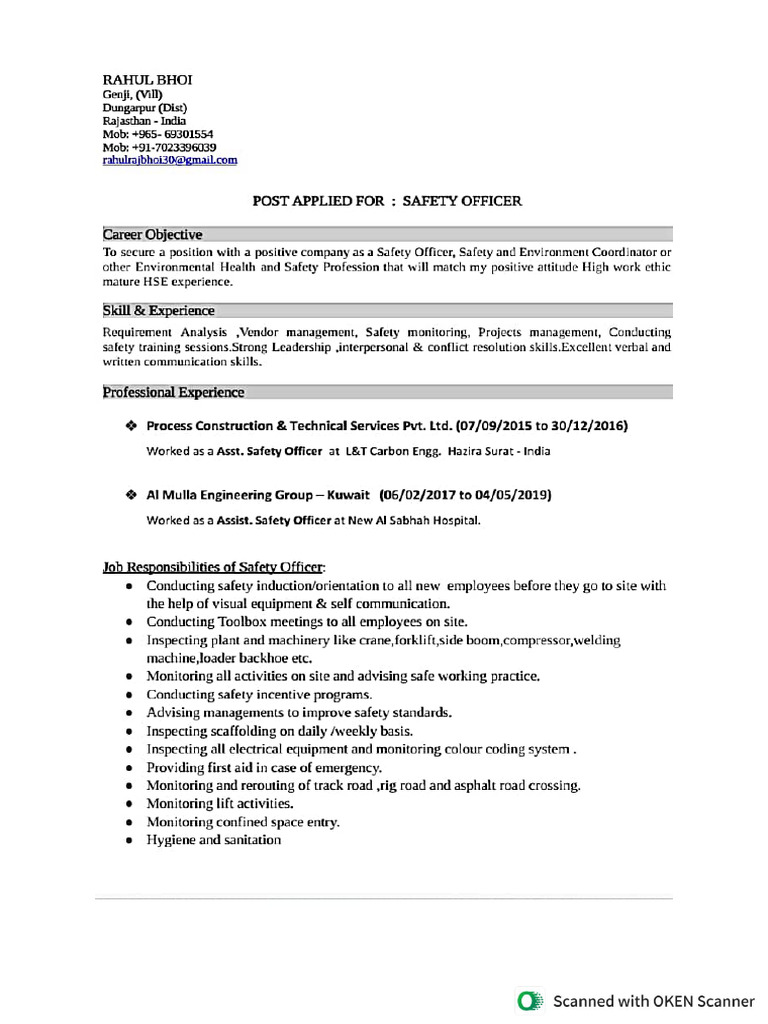 Safety CV Model | PDF