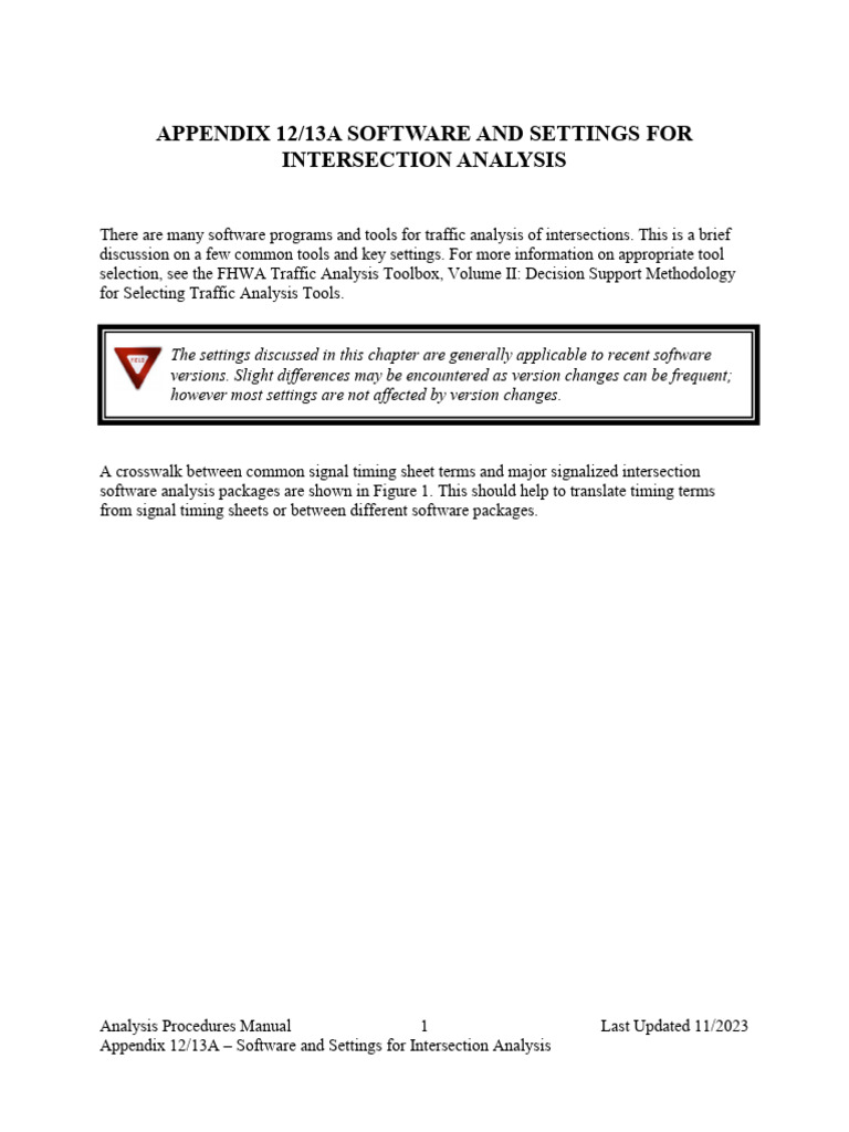 Intersection Analysis Software Guide | PDF | Traffic | Intersection (Road)