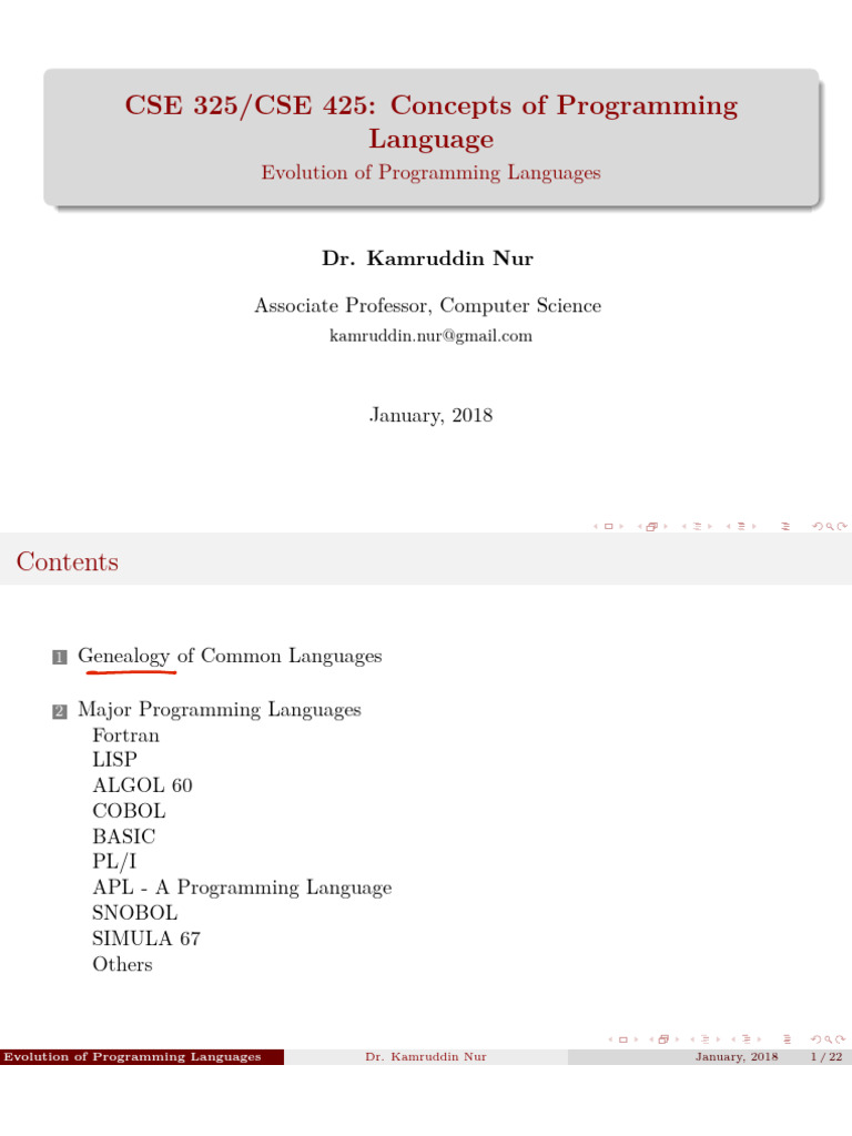 Evolution of Prog Langs | PDF | Computer Programming | Programming Language