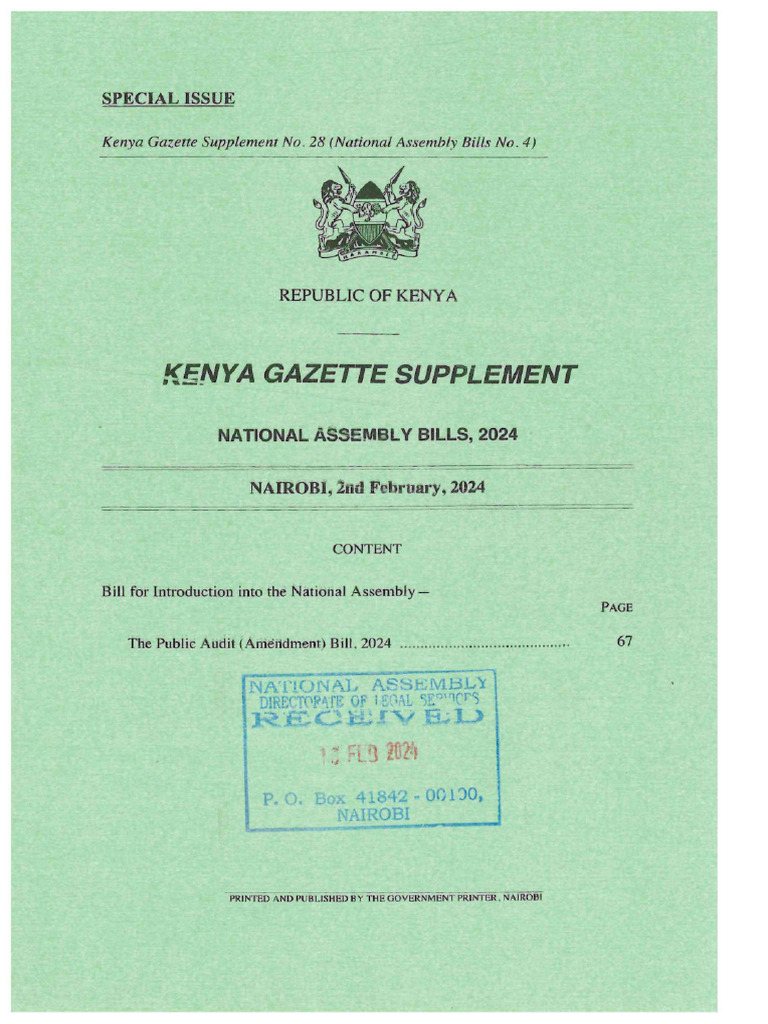 Public Audit Amendment Bill 2024 | PDF | Audit | Public Finance