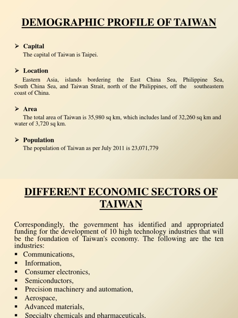 Taiwan Demographic and Economic Overview | PDF | Taiwan | Industries