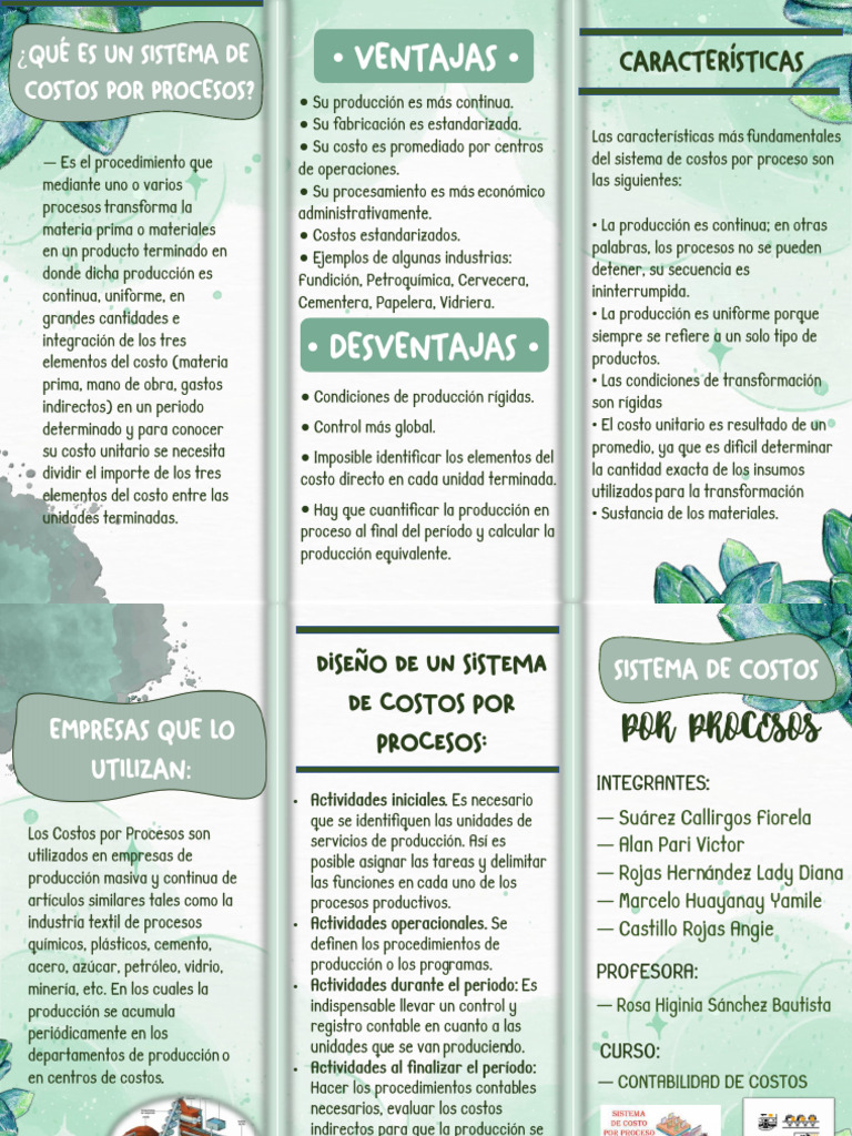 Costos - Triptico Sist. Cost. Proc. | PDF