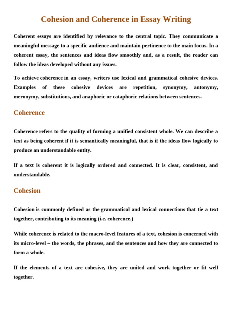 Enhancing Essay Cohesion and Coherence | PDF | Essays | Lexical Semantics