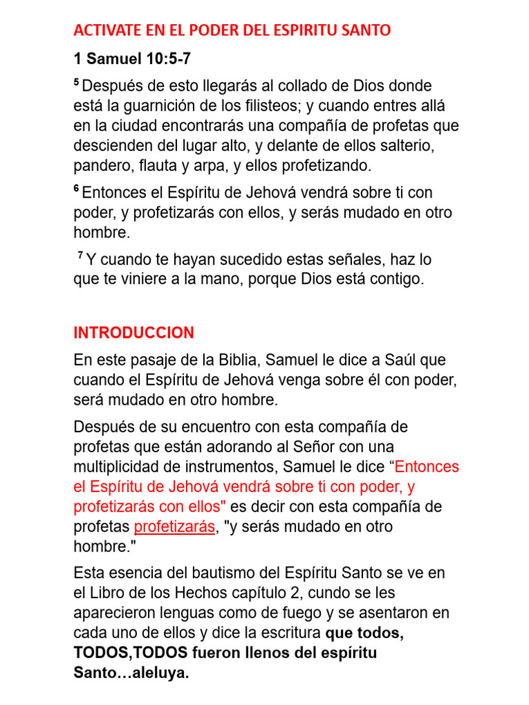 Activate en El Poder Del Espiritu Santo | PDF | La unción | espíritu Santo