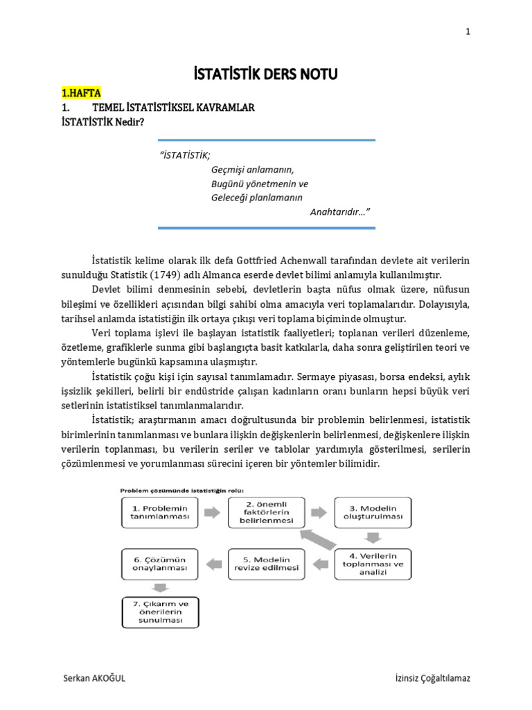 İstatistik Ders Notu | PDF