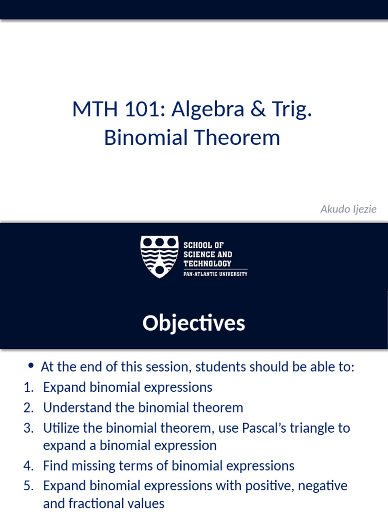 Week 7 - Binomial Theorem | PDF | Multiplication | Mathematical Analysis