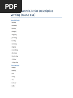 Sensory Word List for Descriptive Writing | PDF