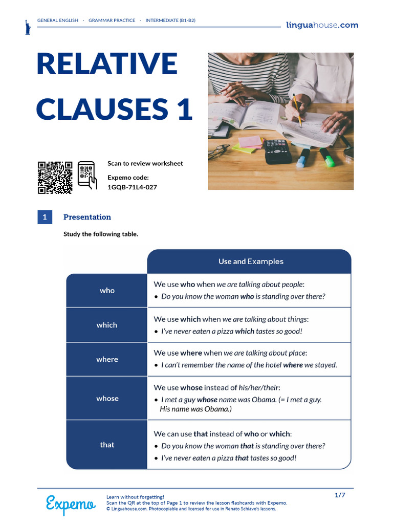 Relative Clauses Practice for B1-B2 | PDF