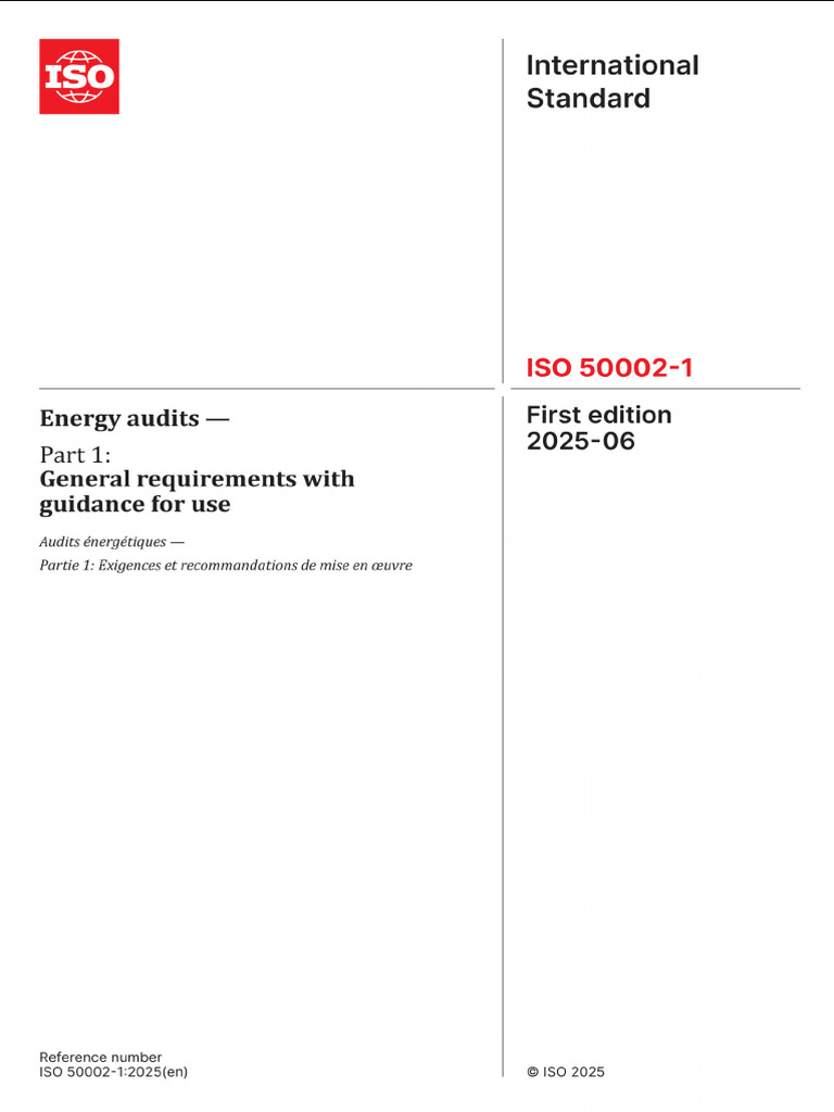 ISO 50002 1 2025 Energy Audits Part 1 General Requirements With | PDF