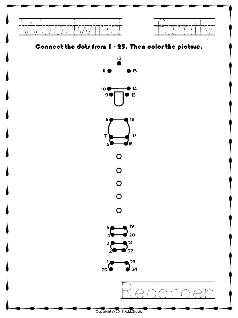 Musical Instruments Dot-to-Dot Worksheets | PDF