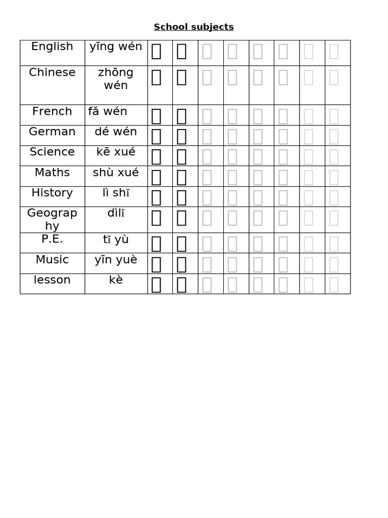 School Subjects Lessons Writing Support Template MS WORD | PDF