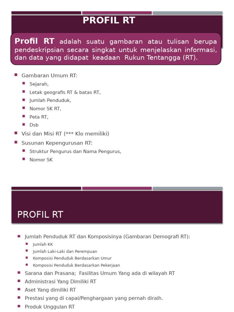 Profil Rukun Tetangga 001 Muara Muntai | PDF