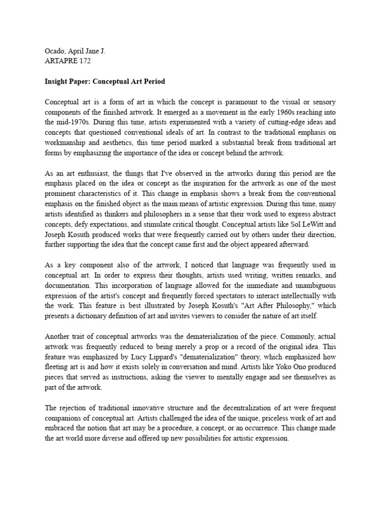 Conceptual Art Period Insight Paper | PDF | Idea | Concept