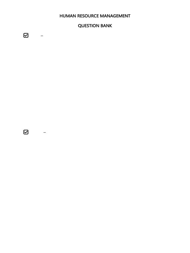 HRM Question Bank All Units | PDF | Human Resource Management | Employee Relations