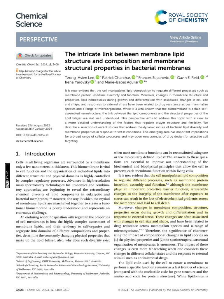 2024 Lip Mem | PDF | Cell Membrane | Lipid Bilayer