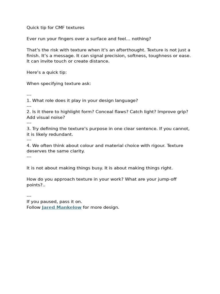 Quick Tip For CMF Textures | PDF