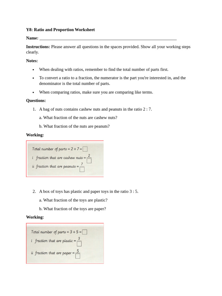 8th Grade Ratio and Proportion Worksheet | PDF | Ratio