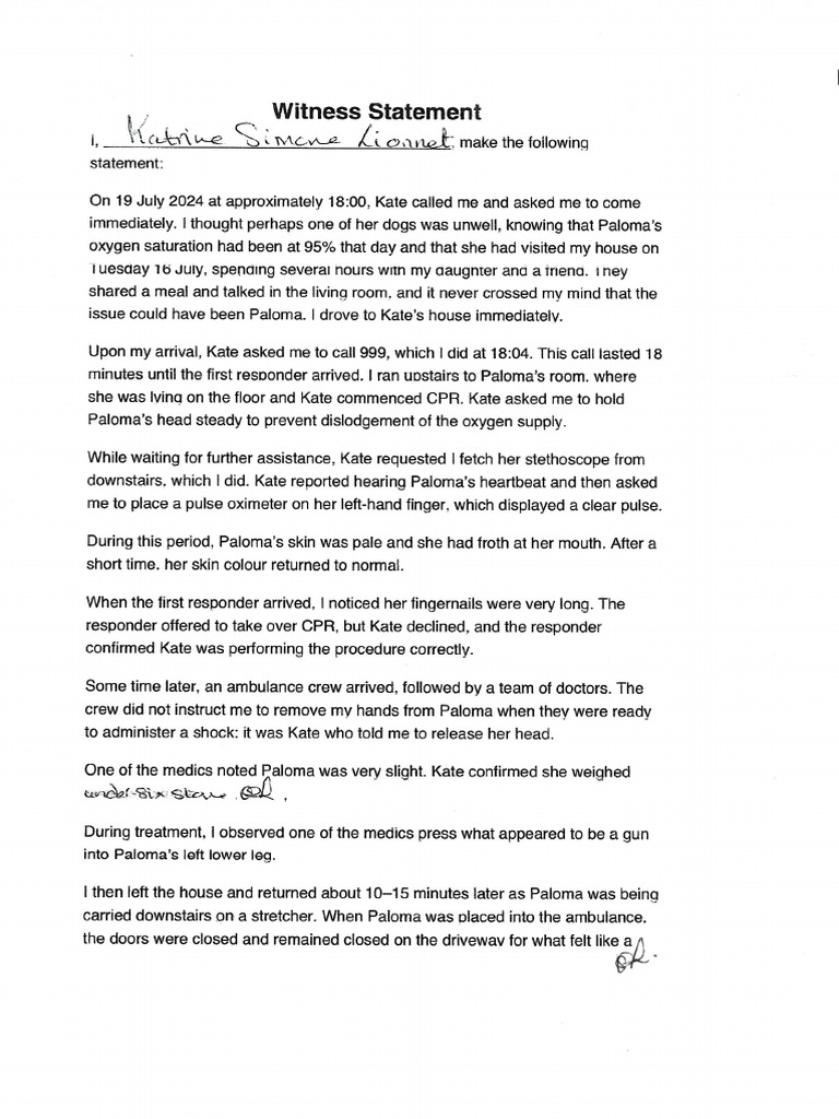 Katrine Witness Statement Paloma | PDF