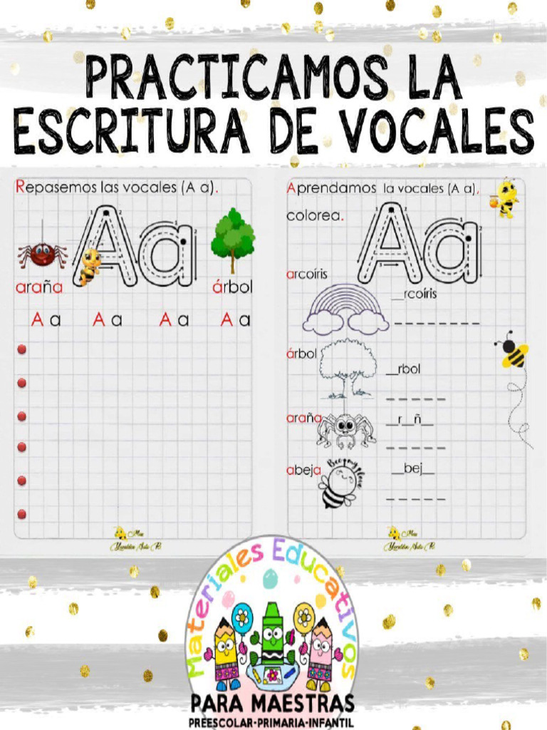 Fichas para Practicar Las Vocales en Inicial y Preescolar Recopilado | PDF
