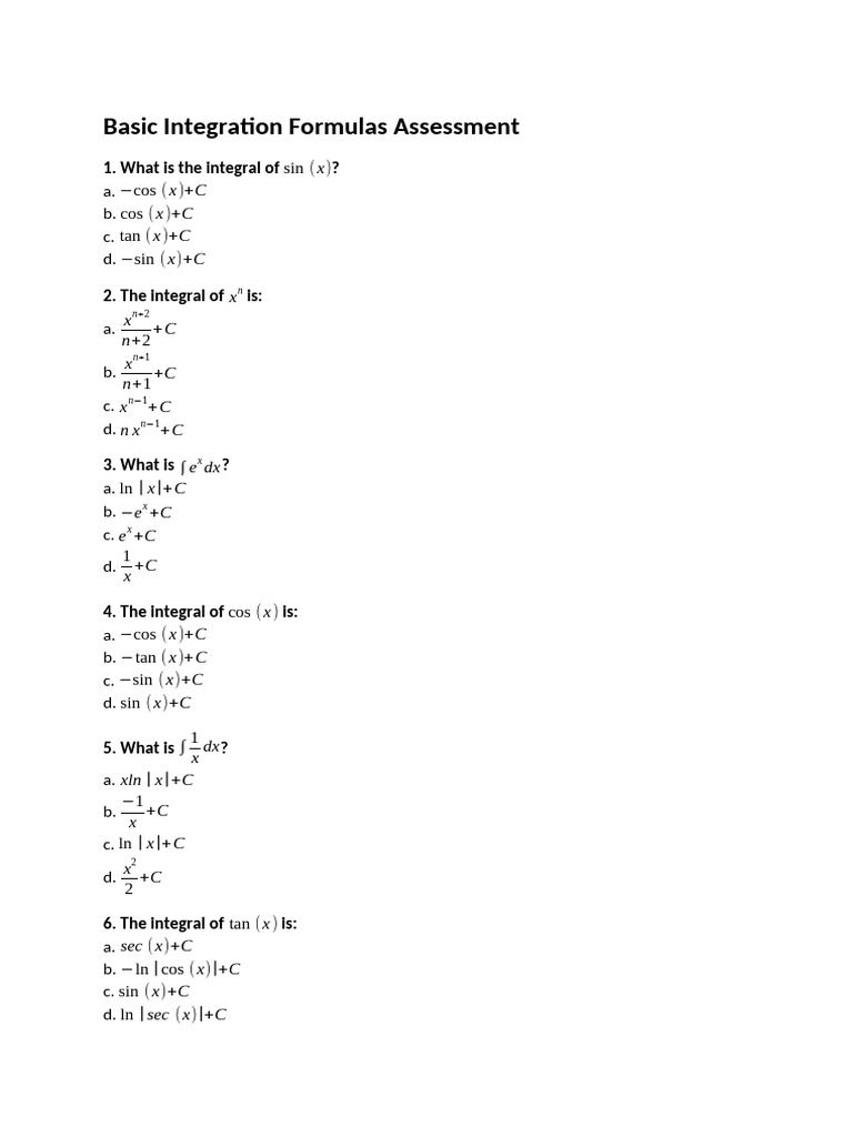 Basic Integration Formula | PDF