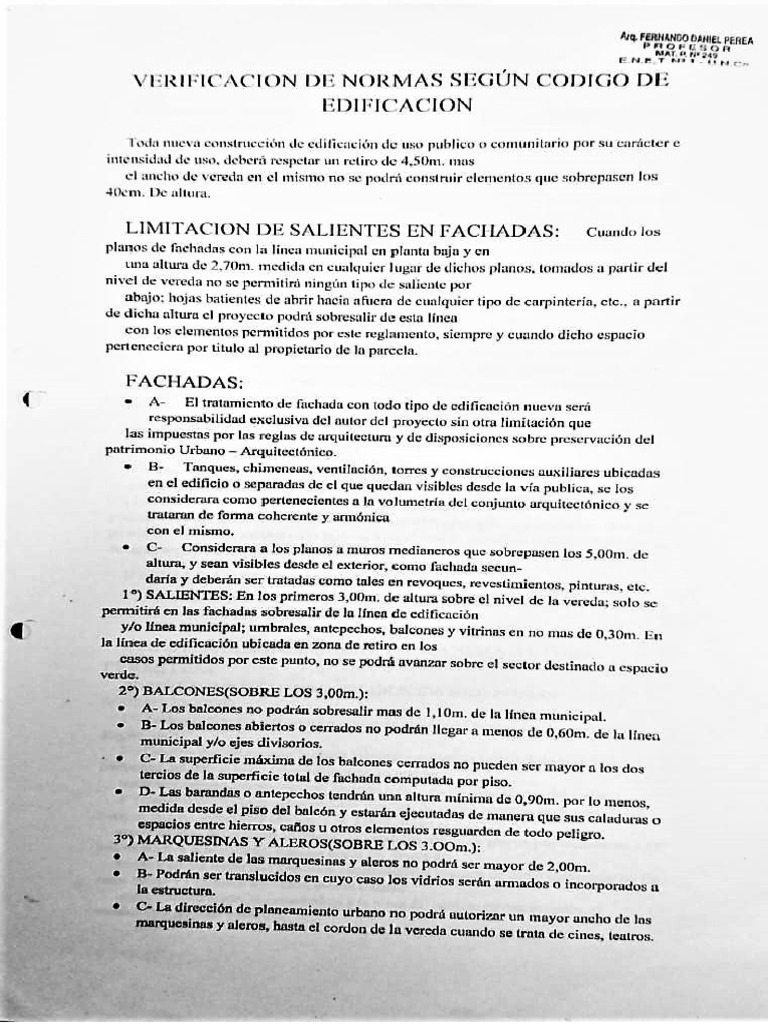 Verificacion de Normas Según Codigo de Edificacion | PDF