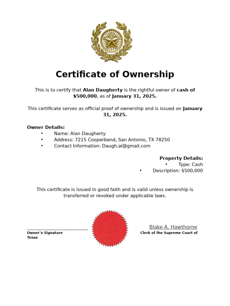 Certificate of Ownership | PDF