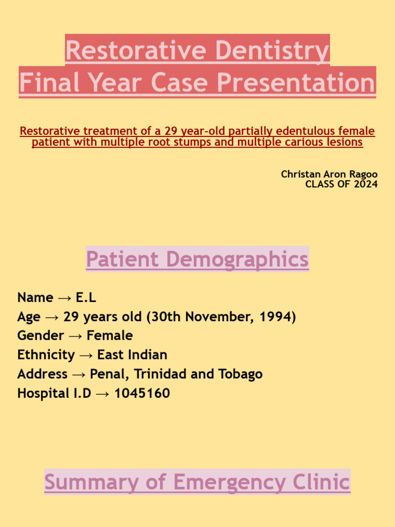 Restorative Dentistry Case Study: 29-Year-Old Patient | PDF | Dental ...