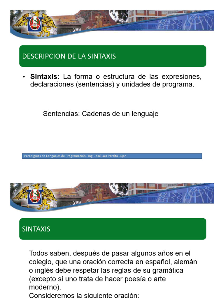 Descripcion de La Sintaxis | PDF | Lenguaje de programación ...