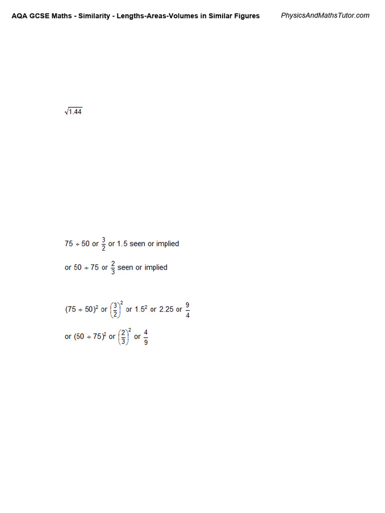 Similarity - Lengths-Areas-Volumes in Similar Figures MS | PDF