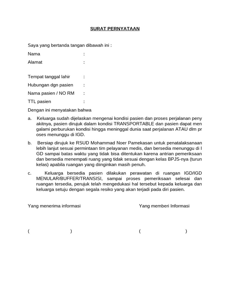 SURAT PERNYATAAN RSMN New | PDF