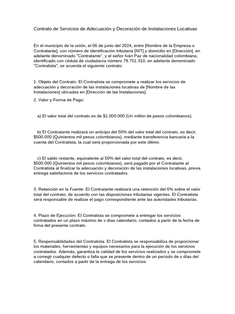 Contrato Ivan Paz | PDF